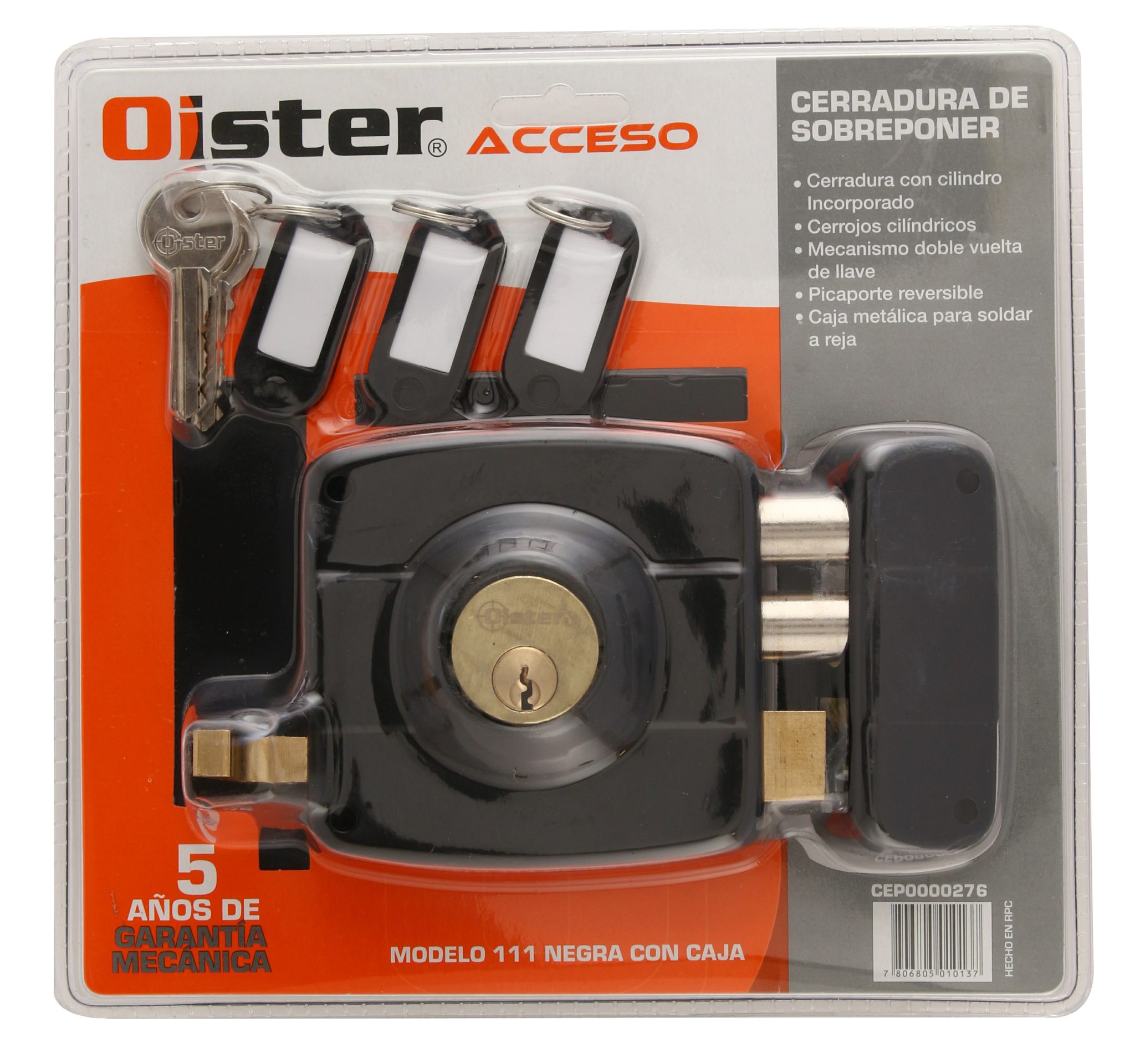 Cerradura Sobreponer 111 Negra Con Caja Clindro 30mm OISTER - Caceres ...